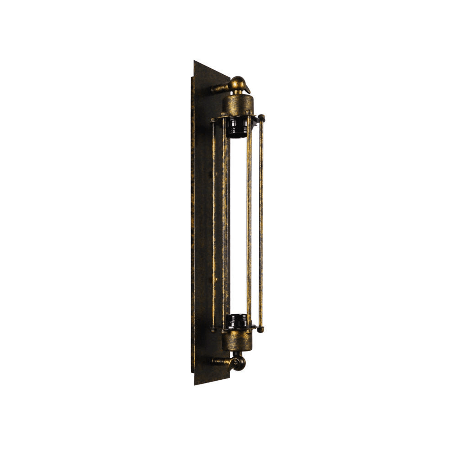 Black Single Edison Flute Wall Lamp With Metal Cage And Industrial Pipe ...