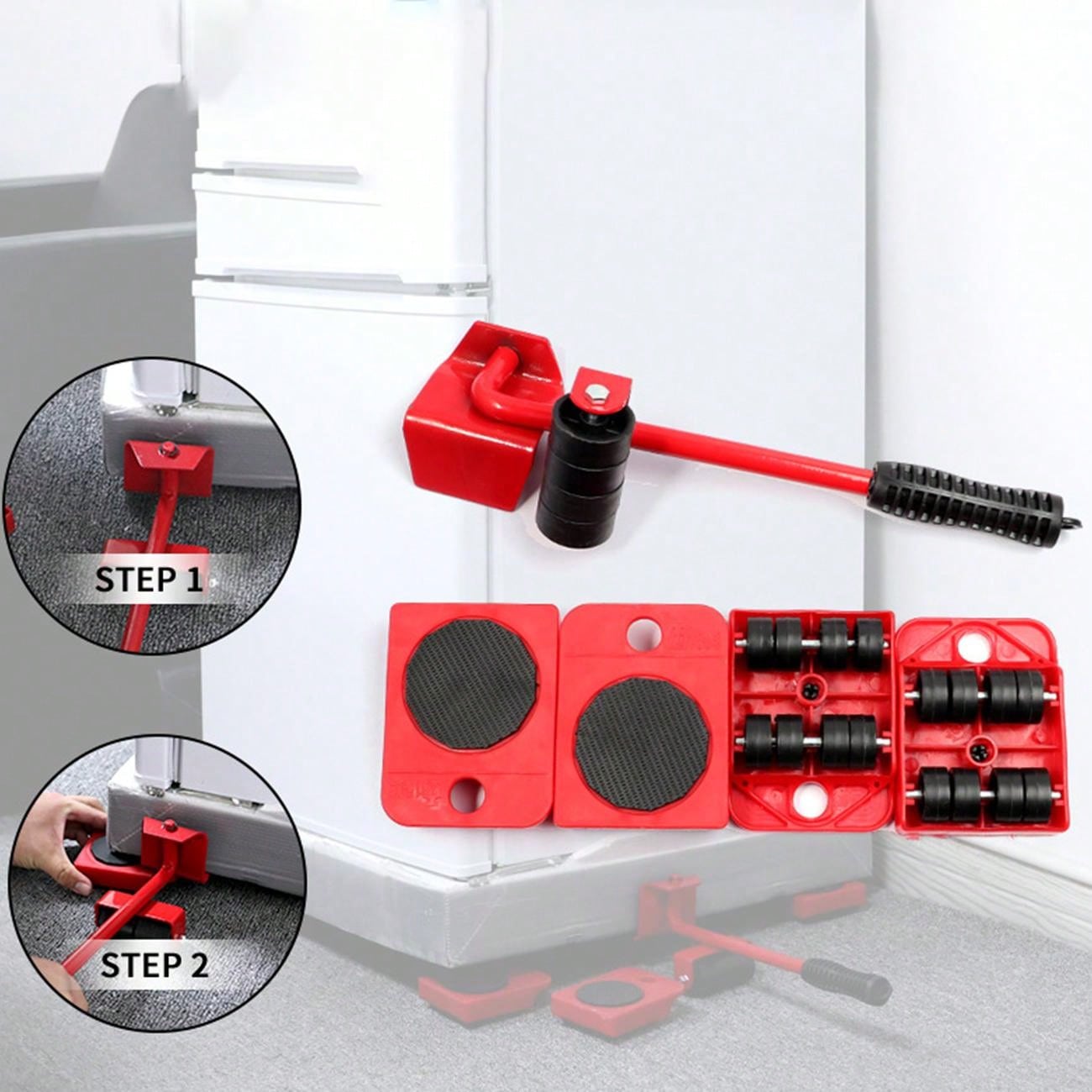 [5pcs/set] Furniture Moving Tool With Swivel Wheels, Heavy Duty Lifter ...