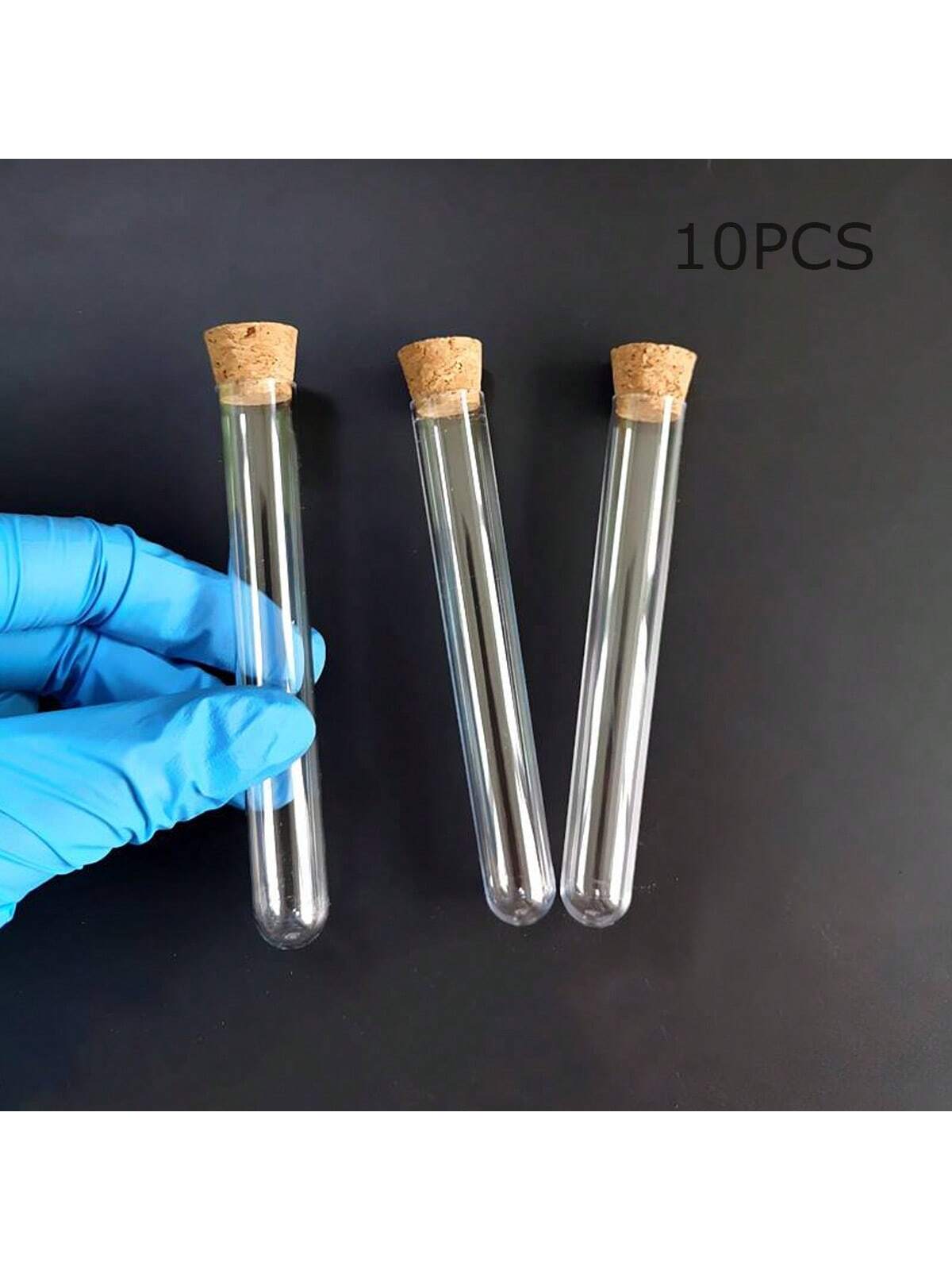 10 Pieces Plastic Test Tubes With Wooden Stoppers, Suitable For Parties ...