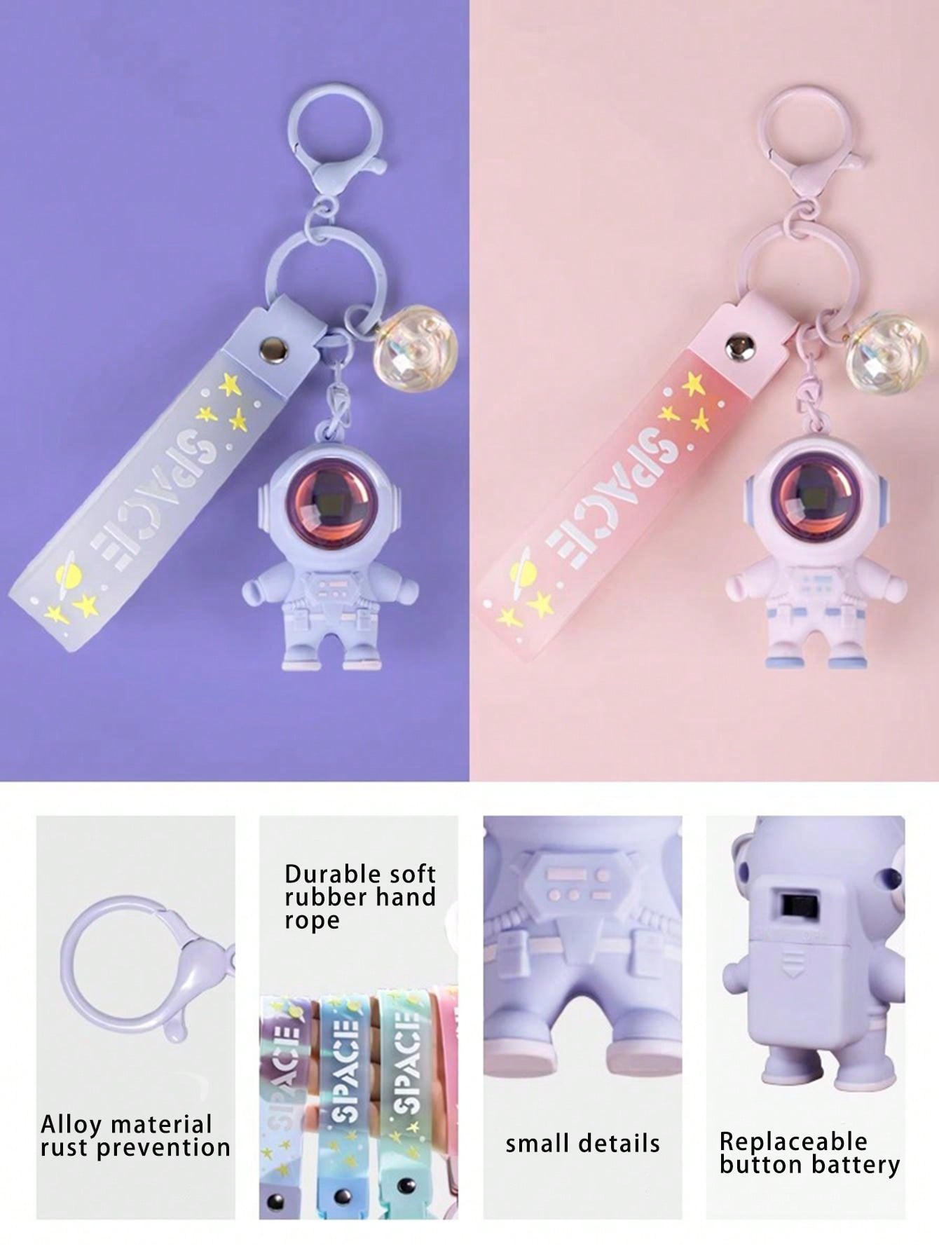 1pc Astronaut Led Keychain With Camera & Atmosphere Light, Colorful ...