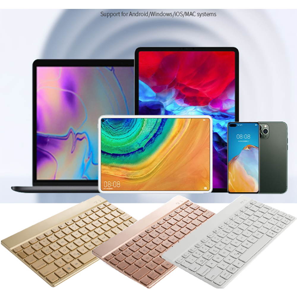 Universal Slim Portable Wireless Keyboard 7-Colors Backlit Keyboard ...