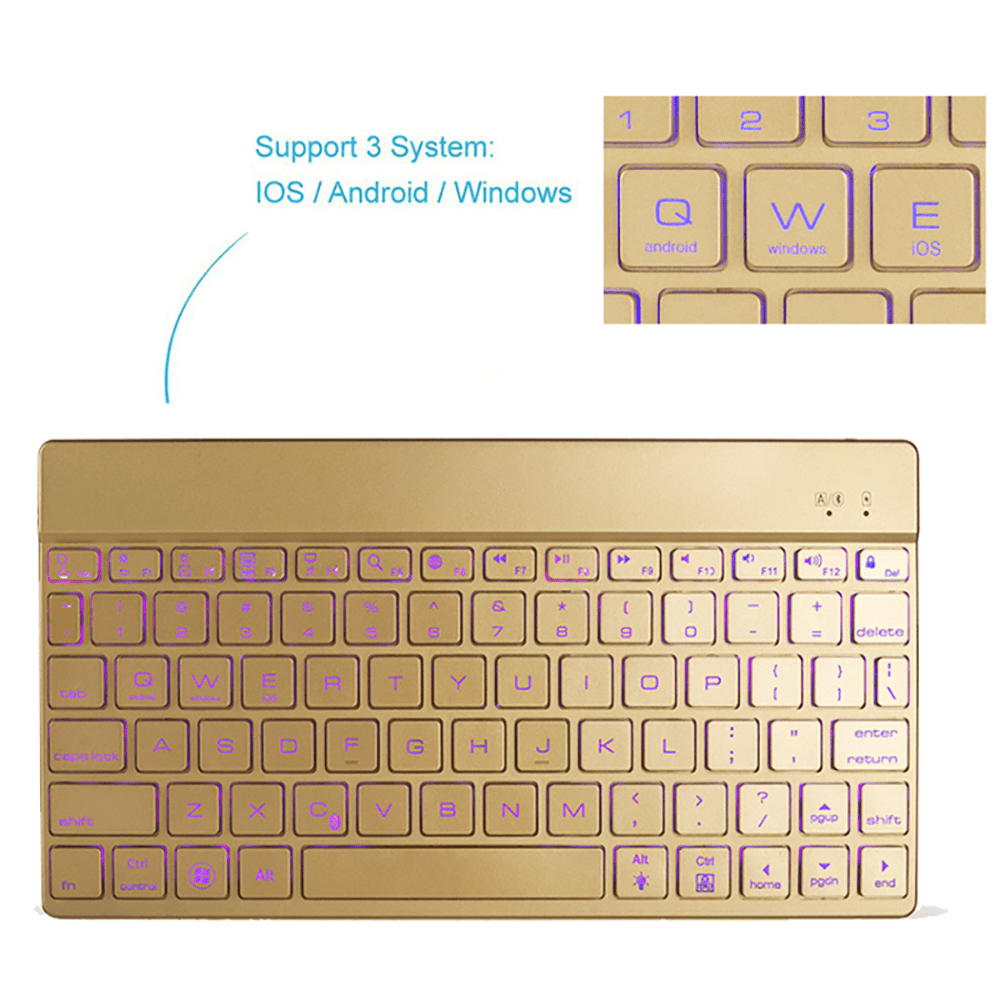 Universal Slim Portable Wireless Keyboard 7-Colors Backlit Keyboard ...