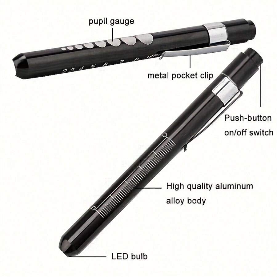 Reusable LED Medical Penlight Flashlight With Pupil Gauge Pocket Clip ...