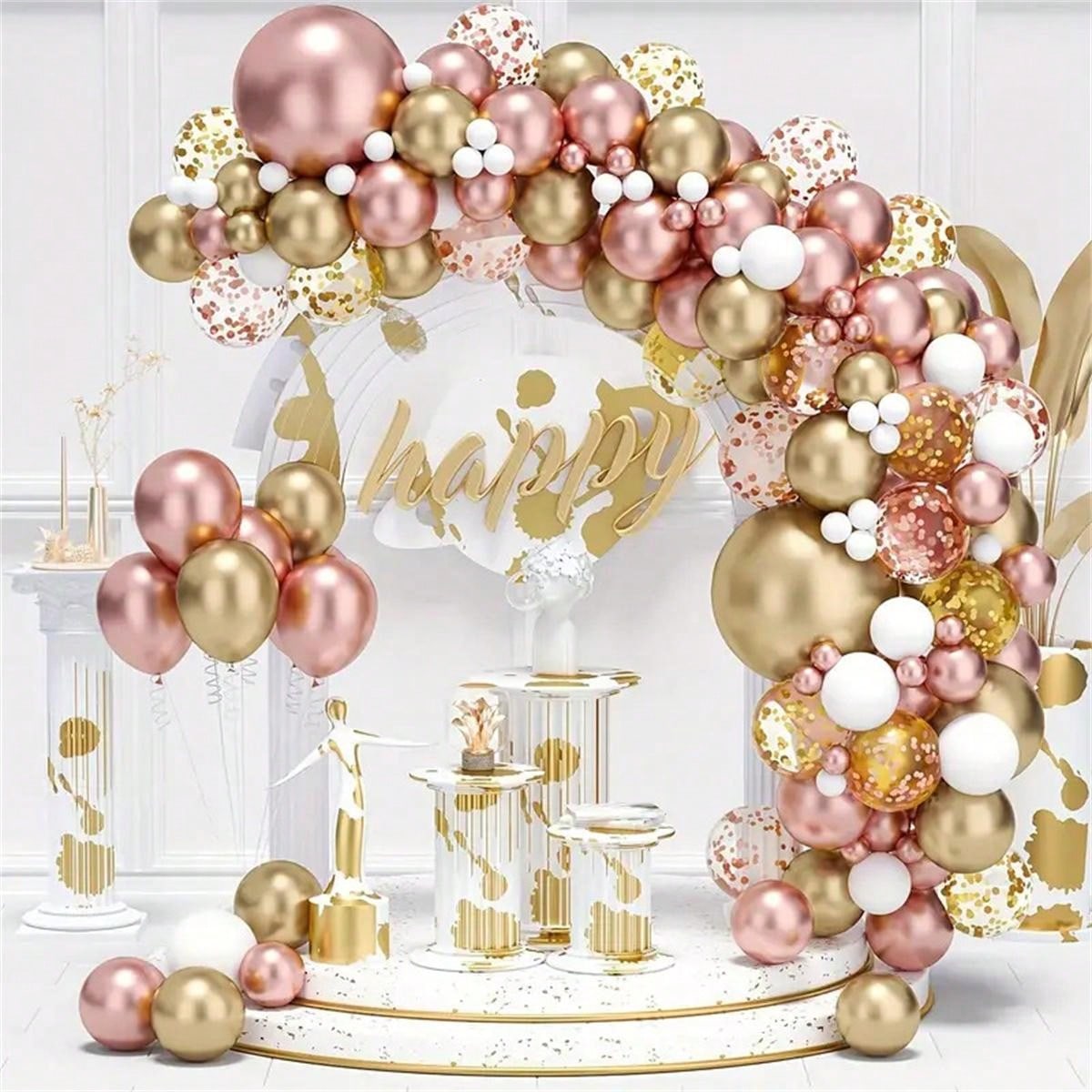 74pcs Rose Gold Balloon Arch Bridge Kit Birthday Party ...
