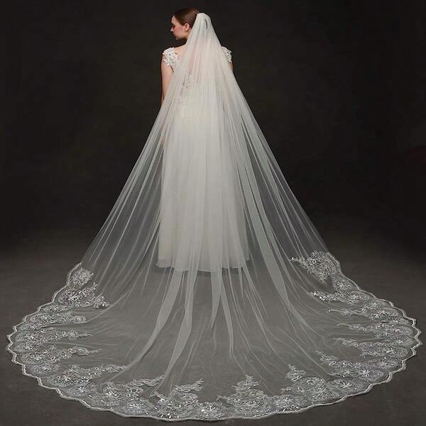 3m Long 3m Wide Ivory White Bridal Veil | SHEIN USA