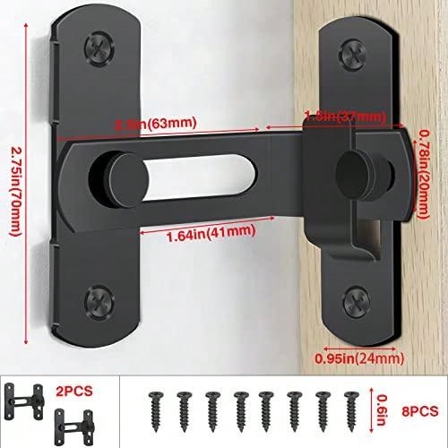 90 Degrees Flip Latch Lock,Barn Door Latch Matte Black,2.52'' X 2.76 ...