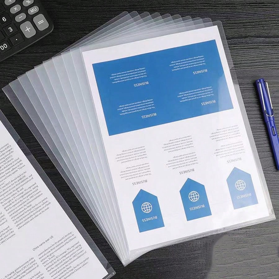 10 Pièces Porte-documents Transparent En Forme De L De Taille A4 Avec ...