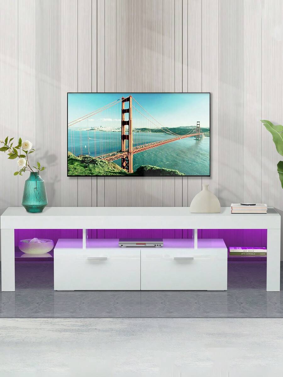 TV Stand Fashion TV Console, Entertainment Center TV Station with LED ...