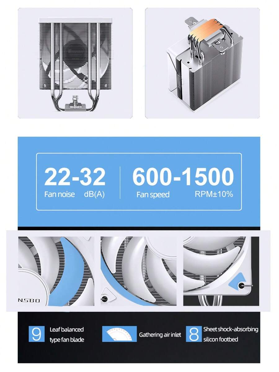 Jonsbo CR-1000EVO RGB White CPU Air Cooling cooler Nickel-plated 4 Heat ...