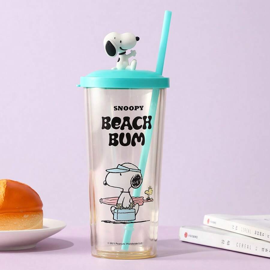 Miniso Snoopy Summer Traveler Series Plastic Cup With Lid And Straw ...