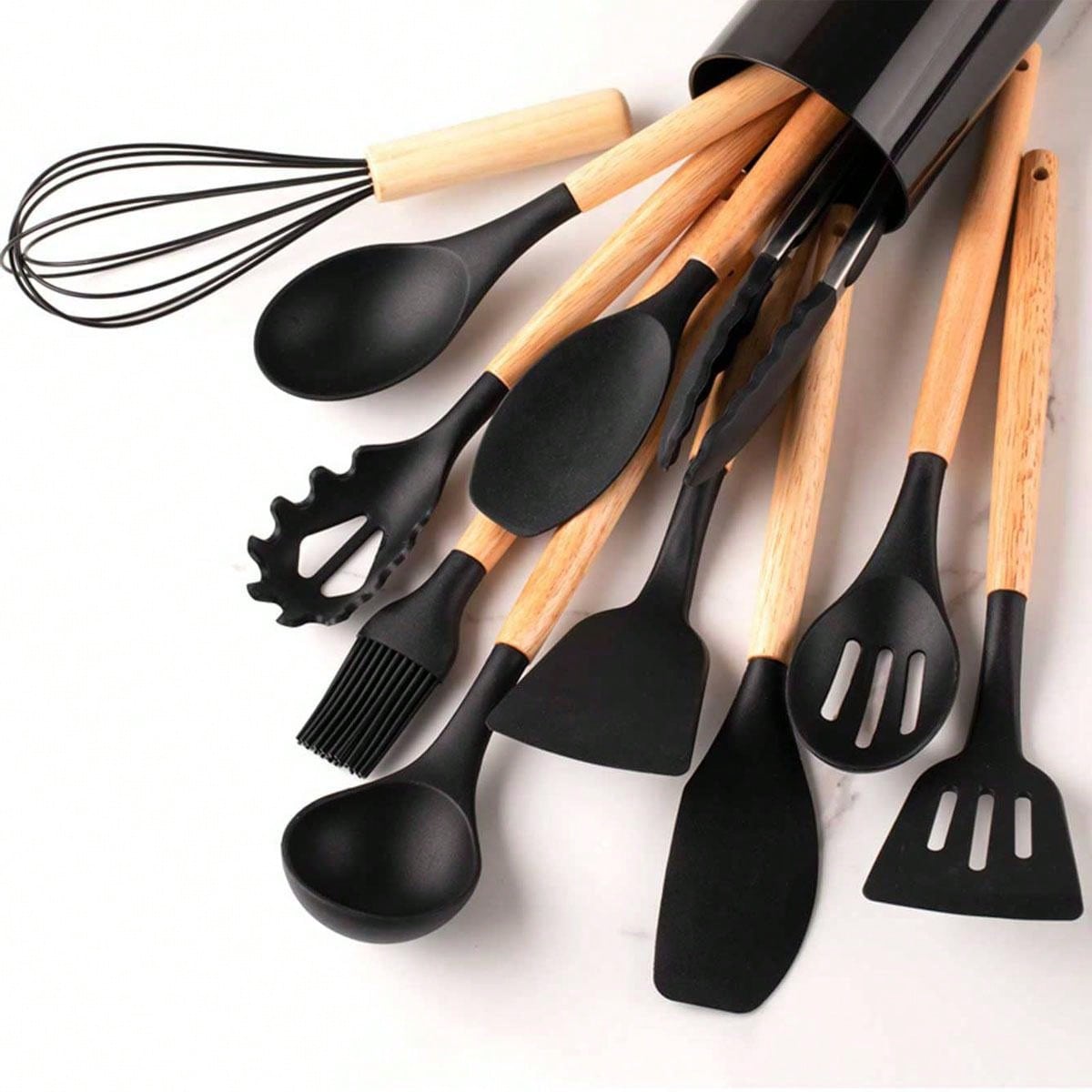 12 pieces/set of simple wooden handle multi-purpose kitchen tools ...