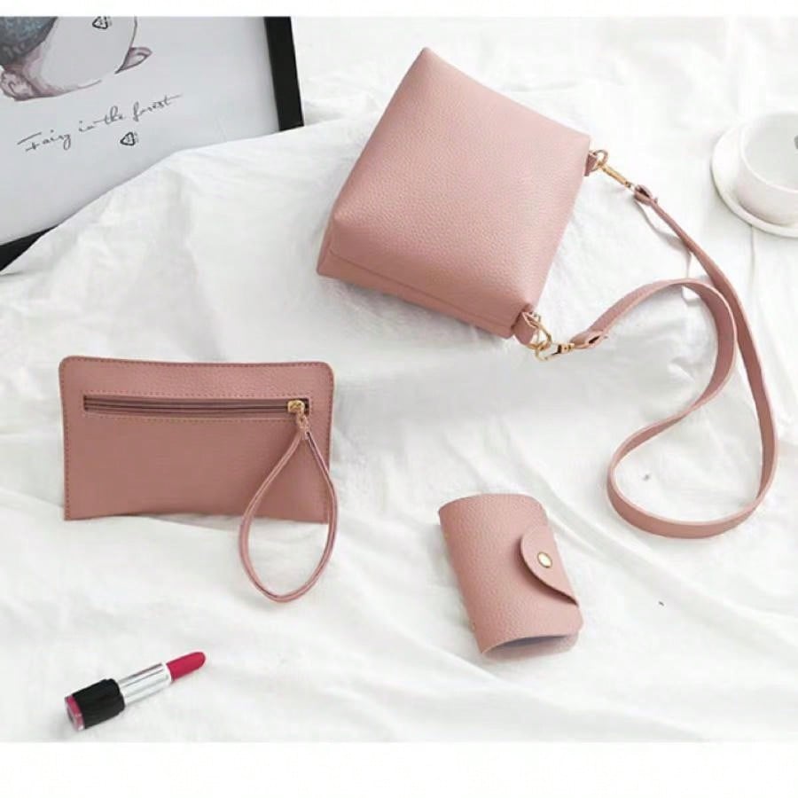 Four-Piece # Pink # Ladies' Combination Bag Is Simple And Versatile ...