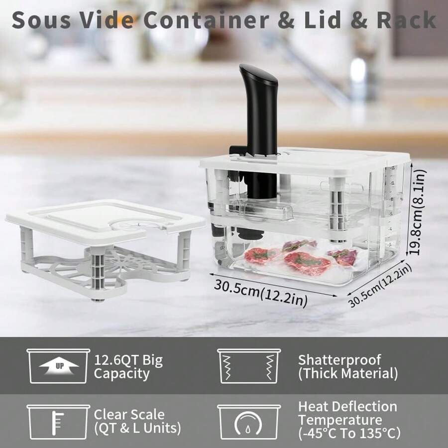 YONGSTYLE Sous Vide Container with Lid and Rack Sous Vide Containers ...