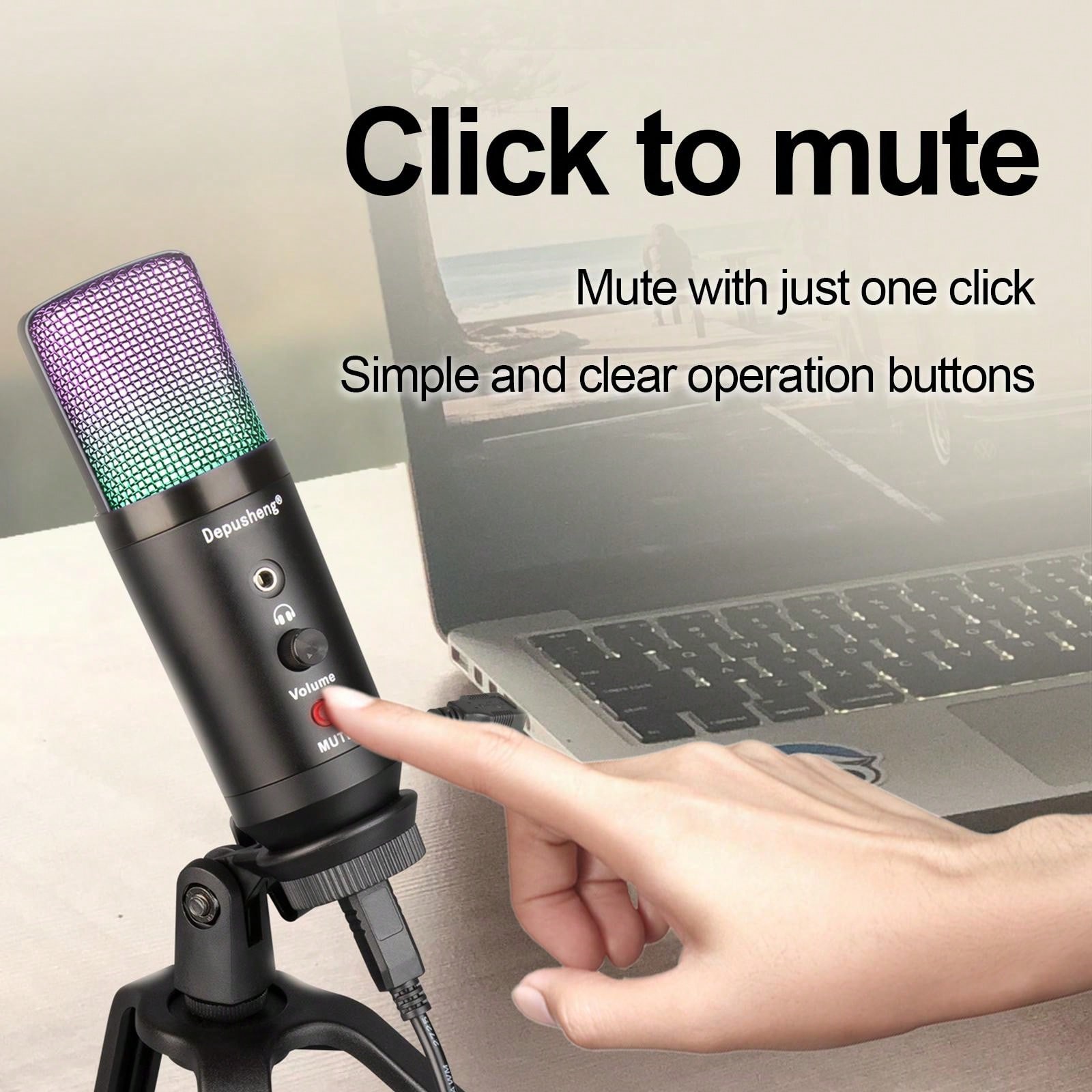 USB Microfoon RGB Spelen , Plug En Speel Voor Streaming Opnemen Thuis ...