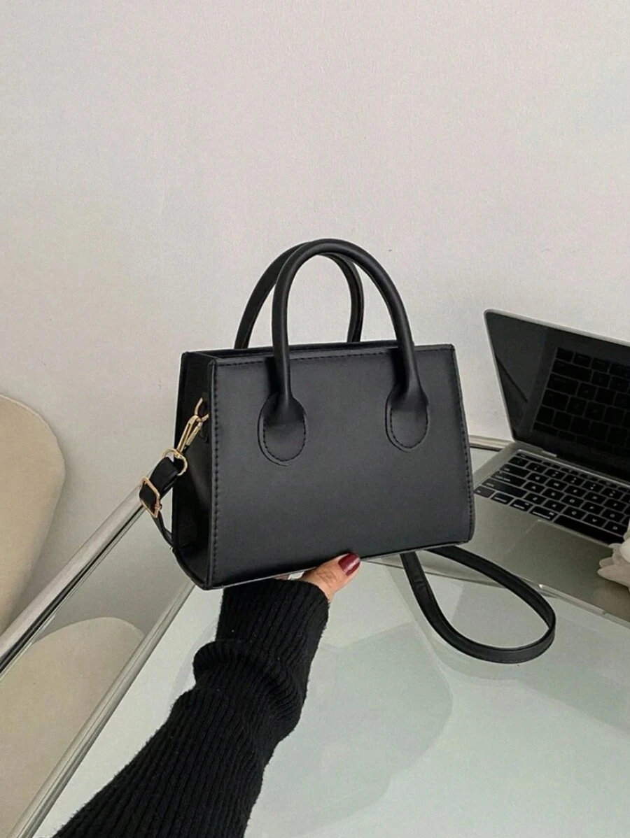 Minimalist Black Small Square Abg, All-Match Top Handle Purse, Classic ...