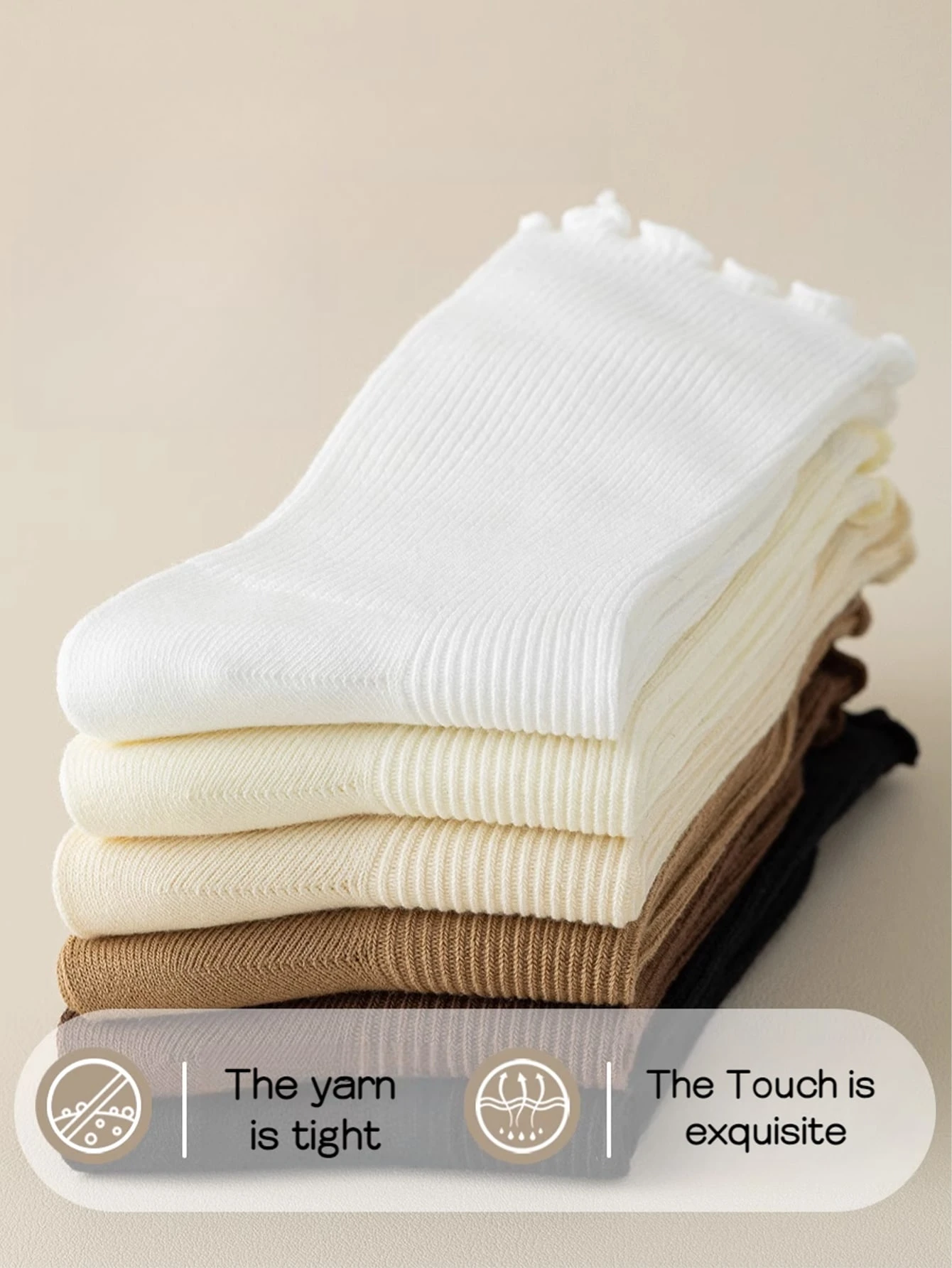 6 Pairs Women's Multicolor Ruffle Cuff Mid-High Socks, Perfect For ...