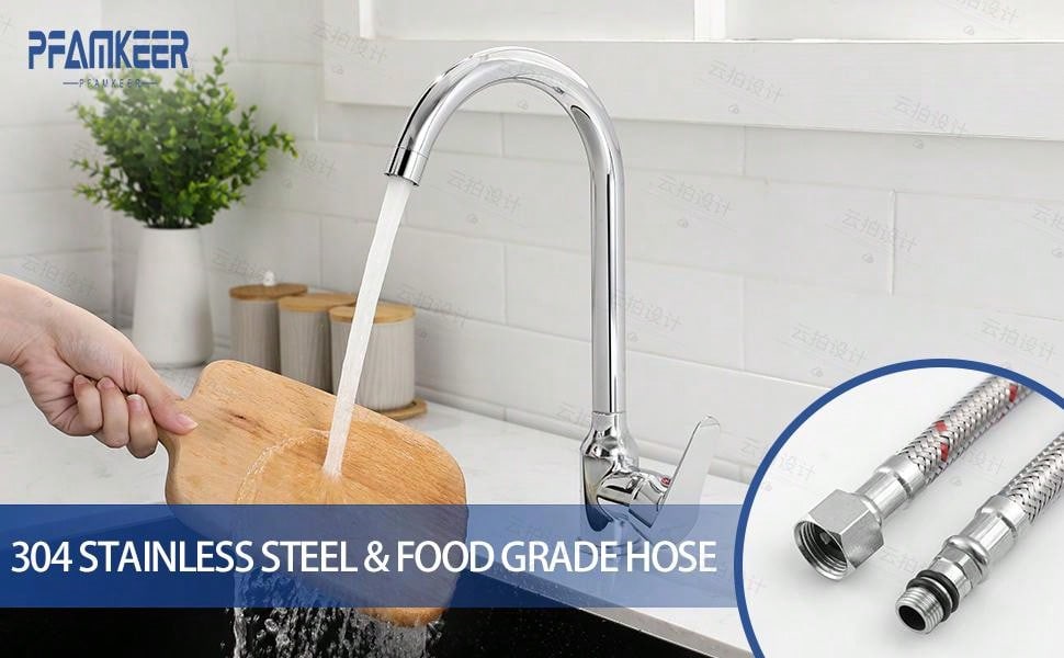 Single Handle High Arc Kitchen Faucet With Stainless Steel Chrome ...