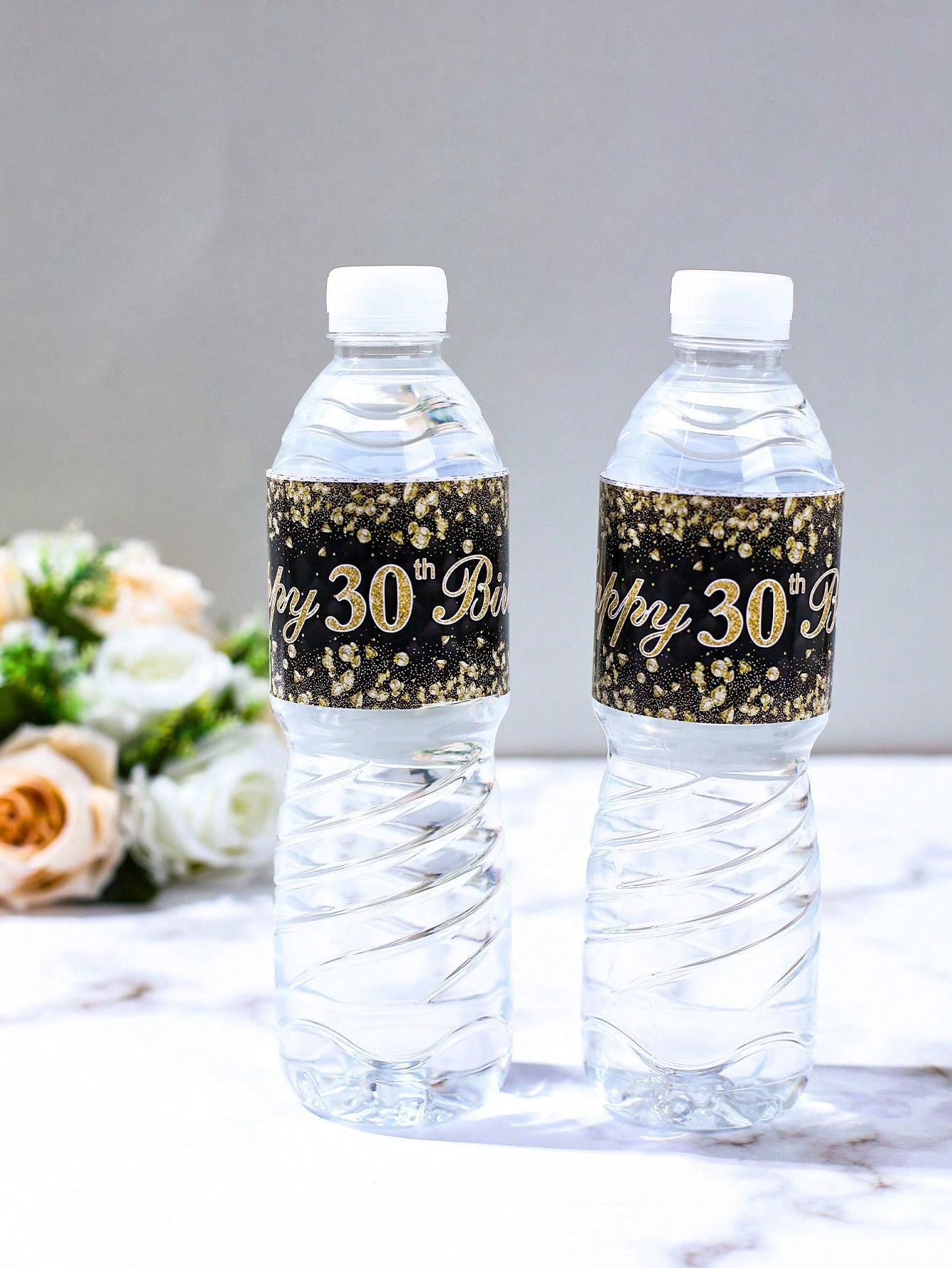 10Pcs Happy 30th Birthday Water Bottle Labels Sticker Home Decor Black ...