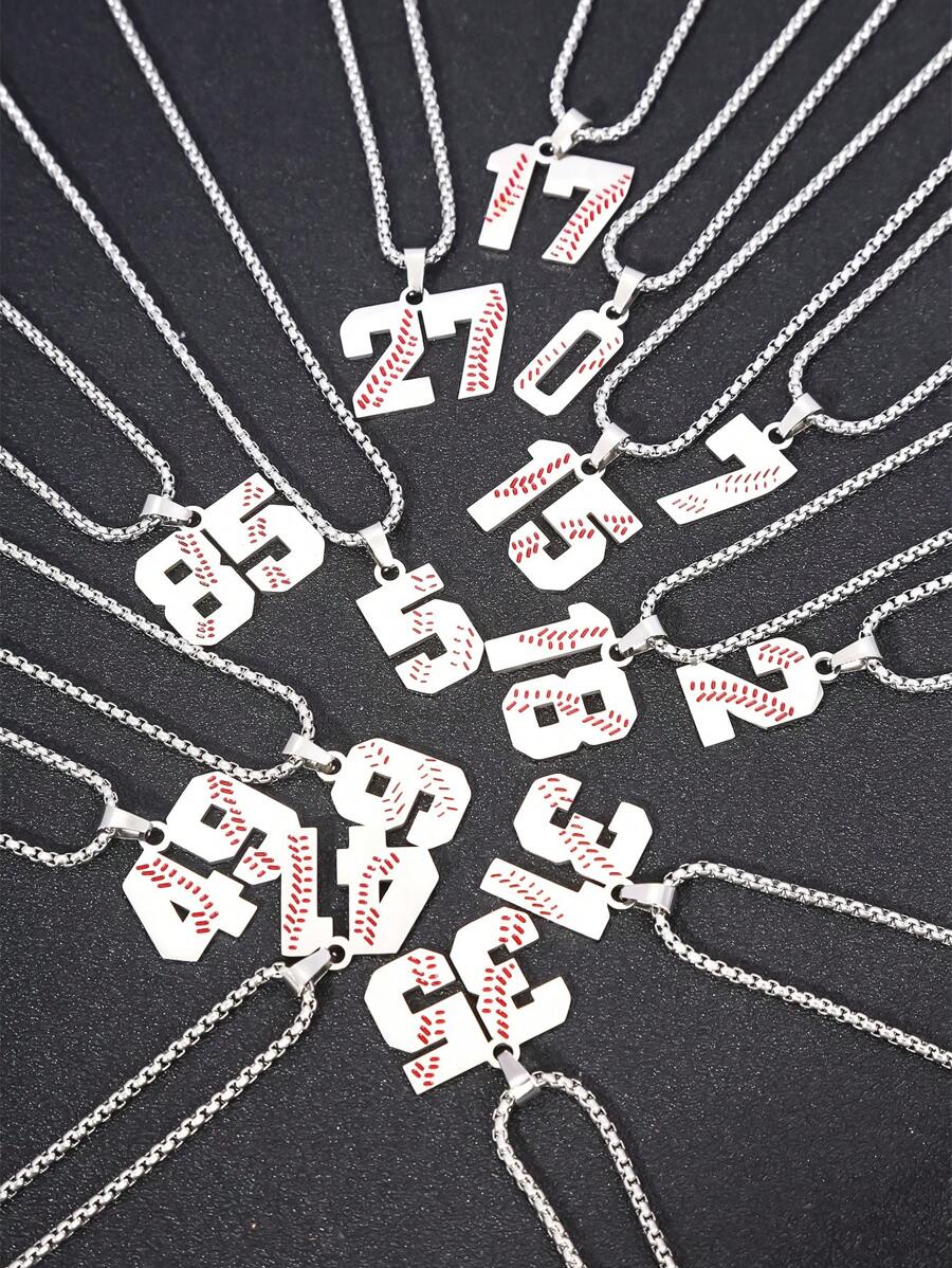 1 Pc Stainless Steel Chain Baseball 00-99 Athletes Jersey Number ...