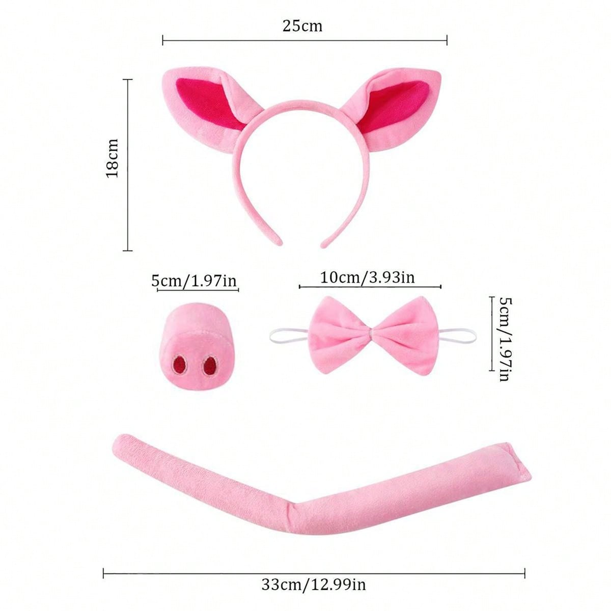 Pig Costume Set Included Pig Ears Headband, Faux Pig Nose, Bow Tie and ...