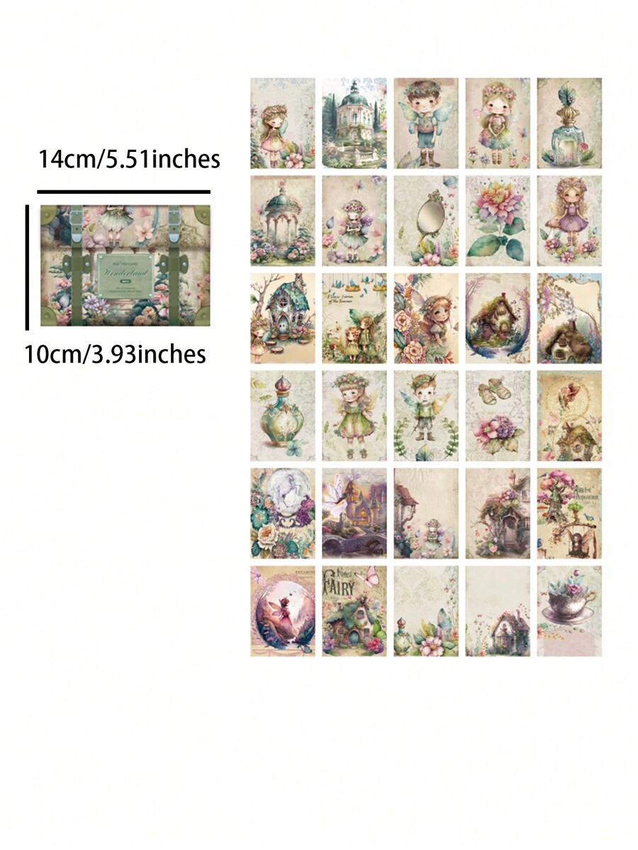 1pack 60pcs Dreamy Vintage Fairy Tale Girl-themed Scrapbook Paper Materials | SHEIN USA