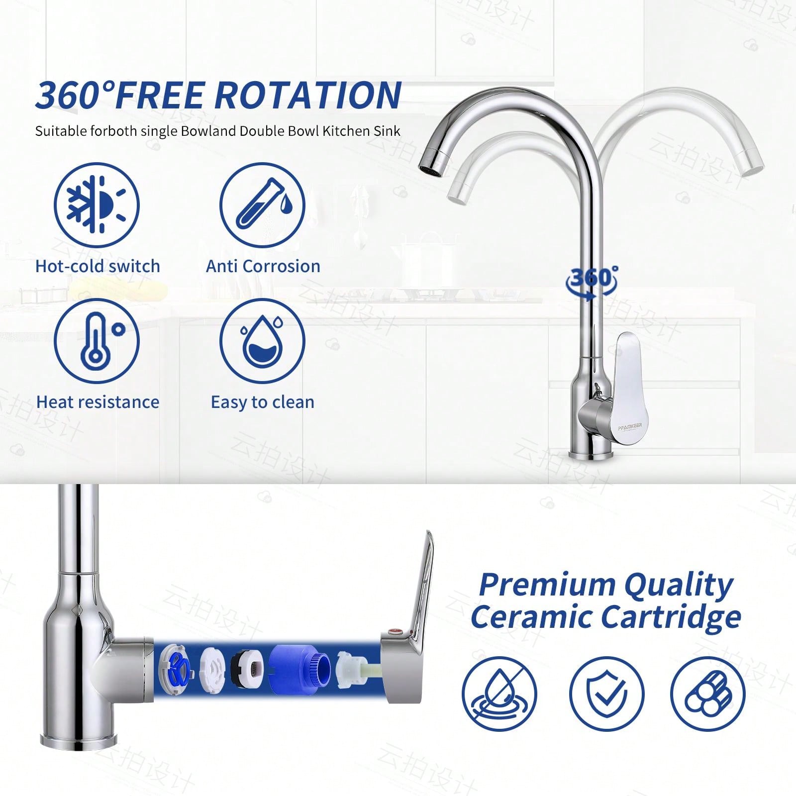 Single Handle High Arc Kitchen Faucet With Stainless Steel Chrome ...
