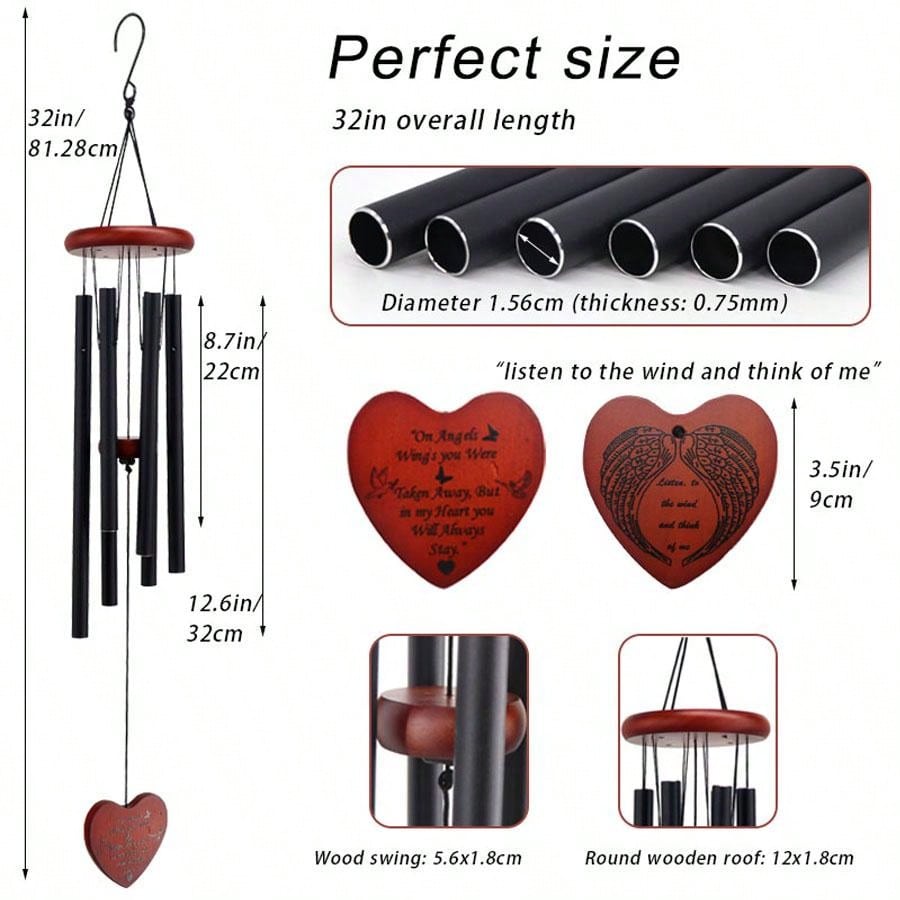 1pc, 32 inch commemorative aluminum wind chime, with a top cover ...