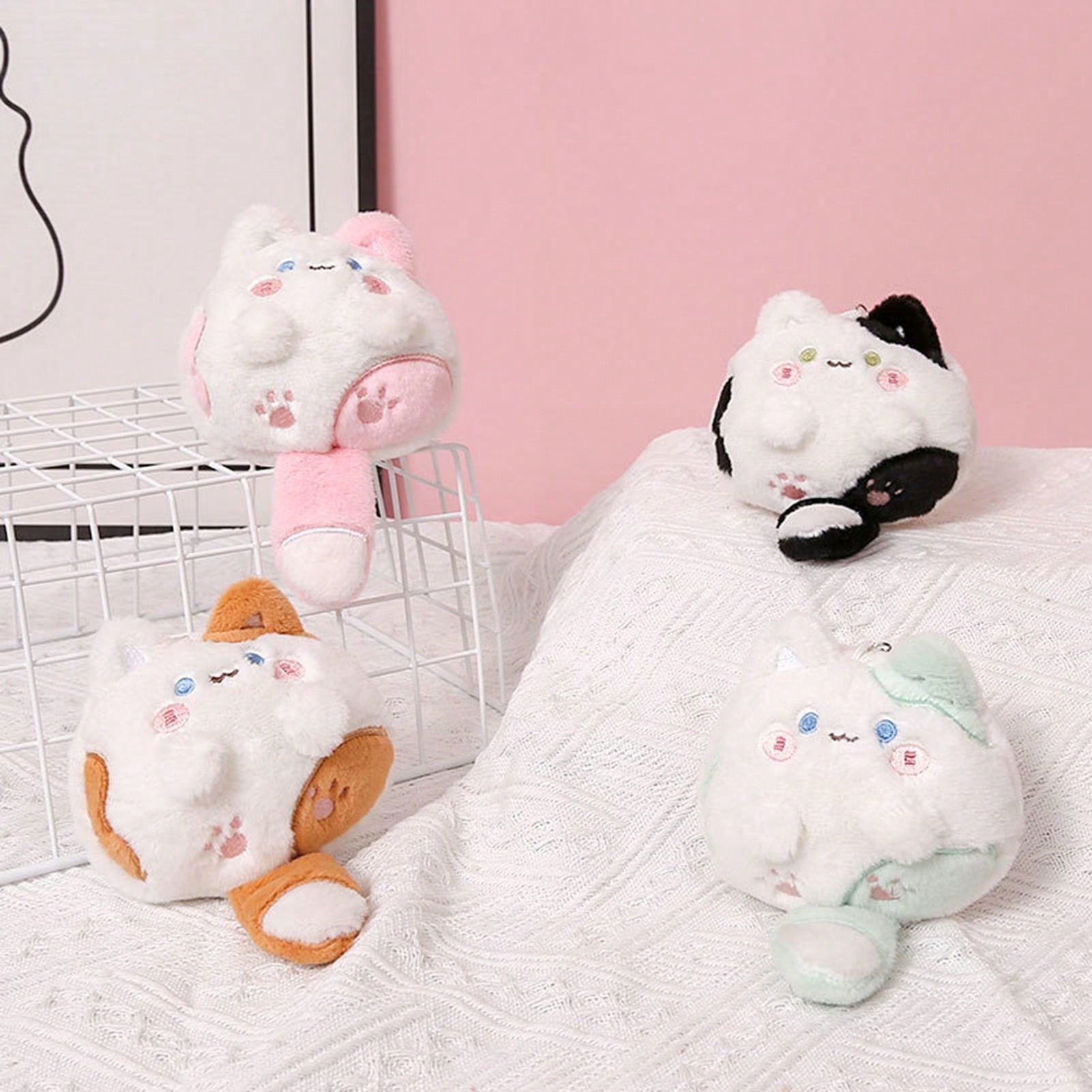 1pc Cat Plush Pendant Cute Fat Body Anime Kitten Plushies Decorative ...