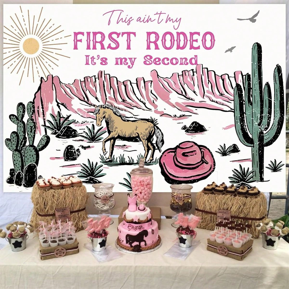 1 PCS Western Cowgirl 2nd Birthday Decorations Backdrop This Aint My ...