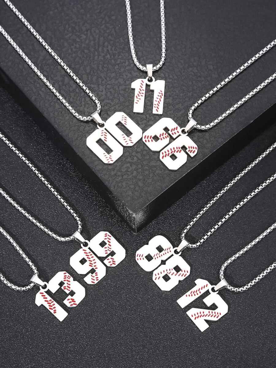 1 Pc Stainless Steel Chain Baseball 00-99 Athletes Jersey Number ...