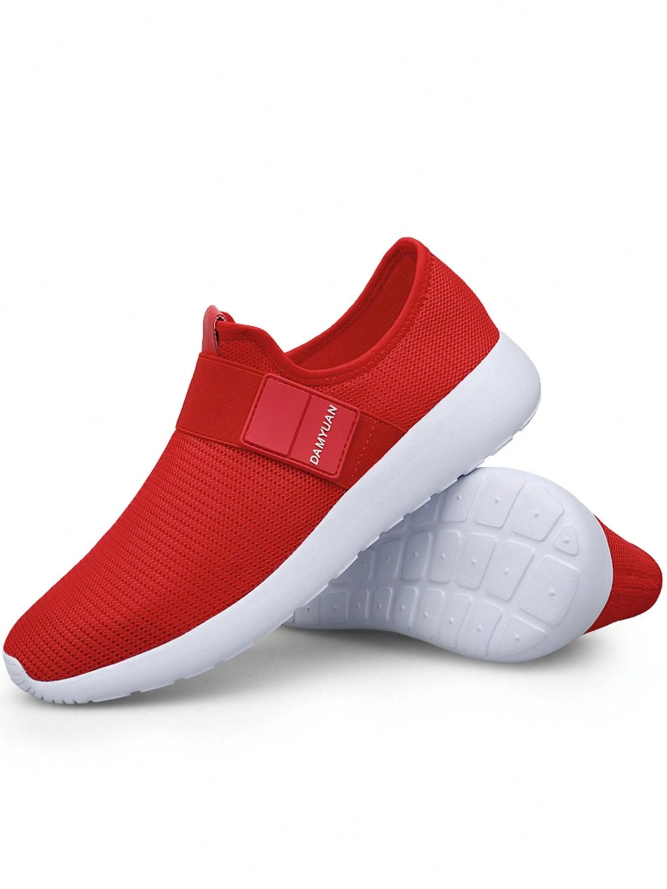 Men Red Slip On Casual Shoes Lightweight Work Shoes Trainers Breathable ...