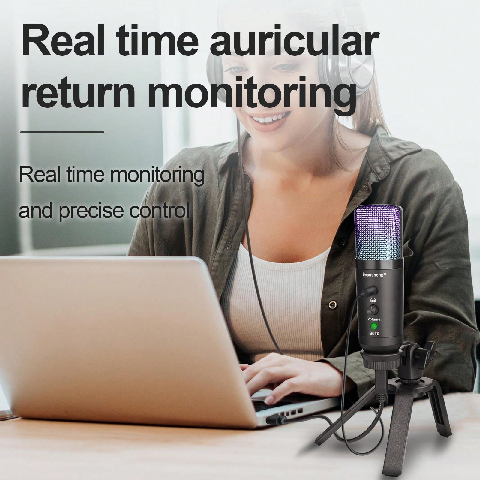 USB Microfoon RGB Spelen , Plug En Speel Voor Streaming Opnemen Thuis ...