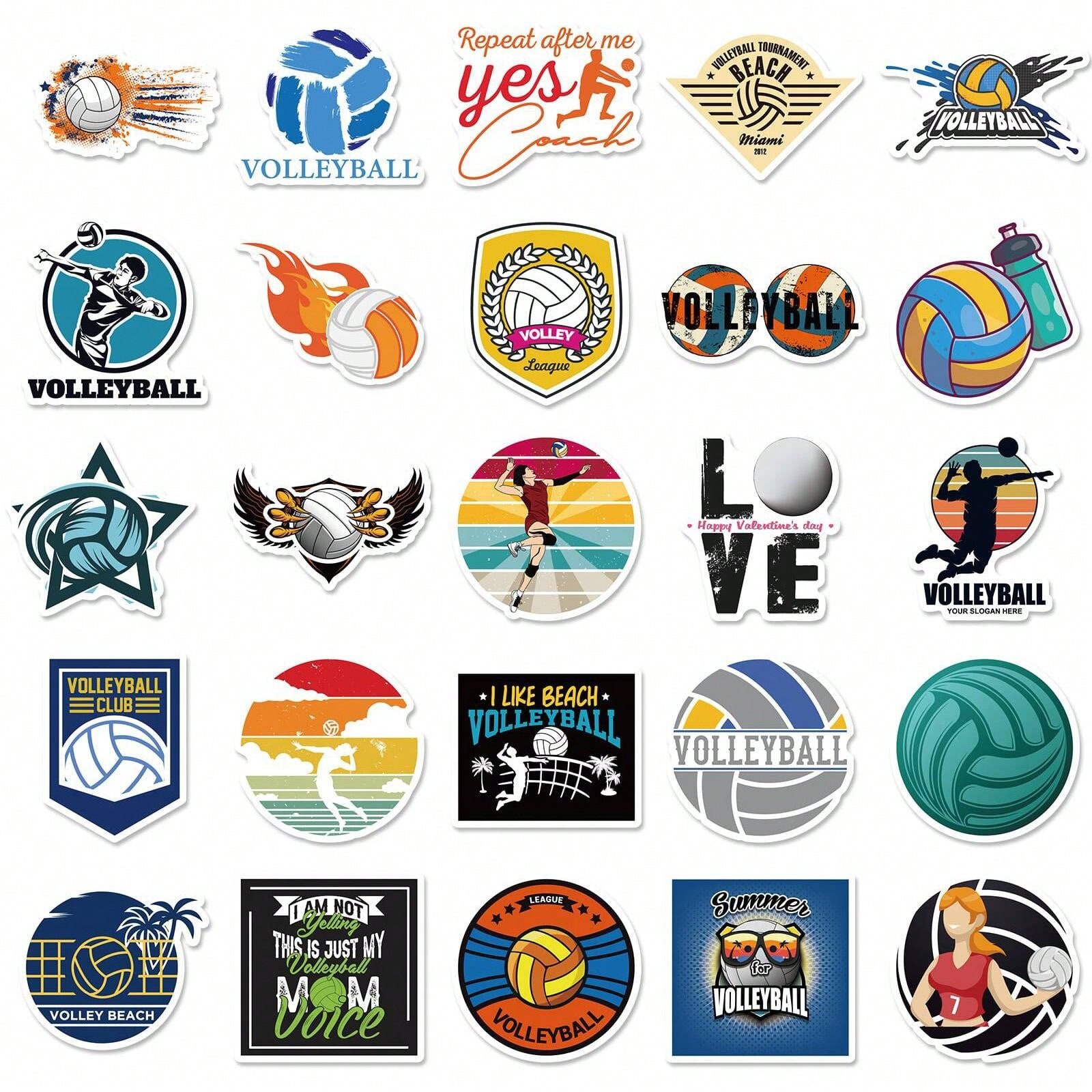 100 Pieces Of Volleyball Stickers, Creative Volleyball Mix And Match ...