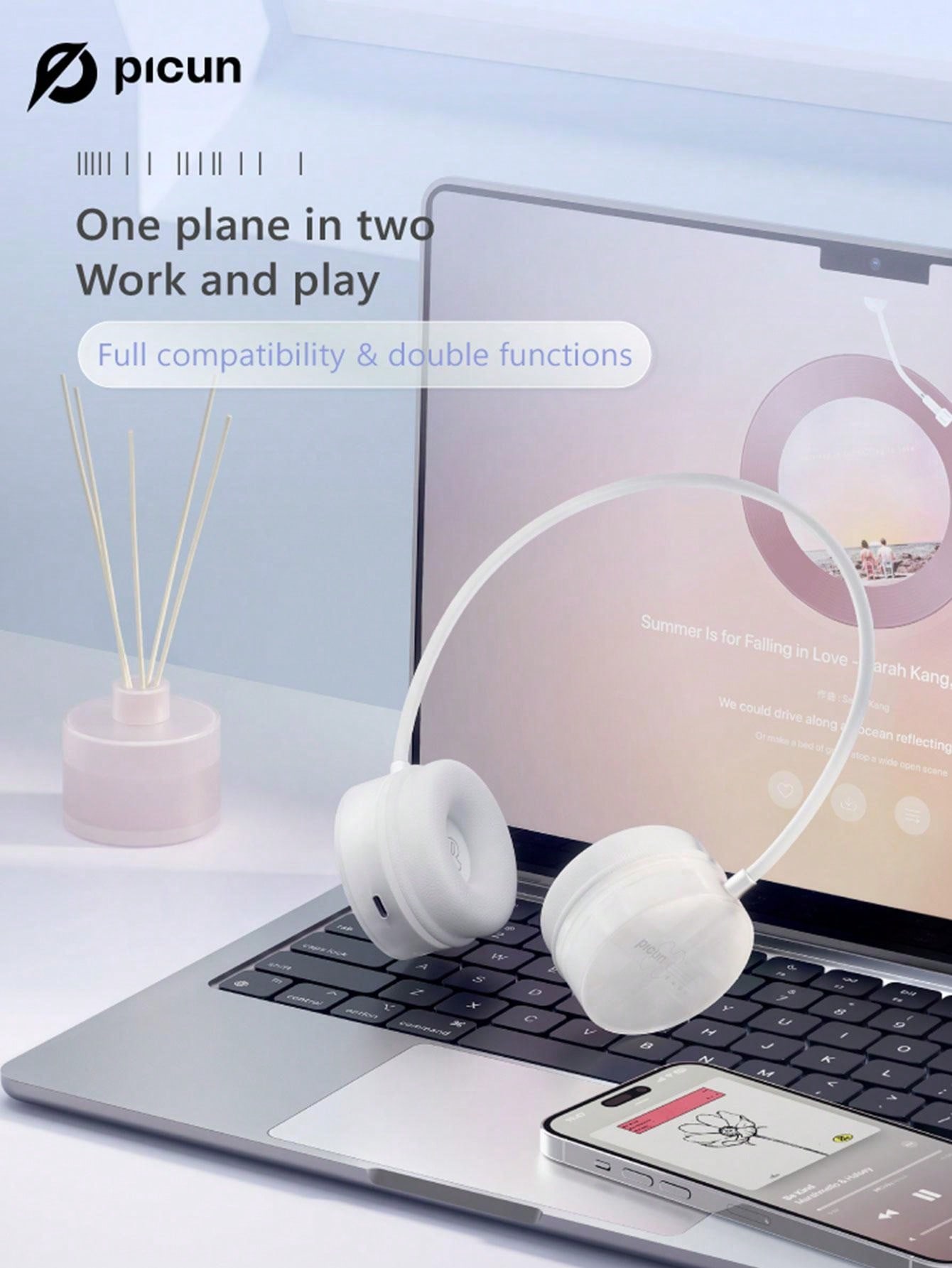 Picun I30 Wireless Headset With Mic, Low Latency, One To Two Connection ...