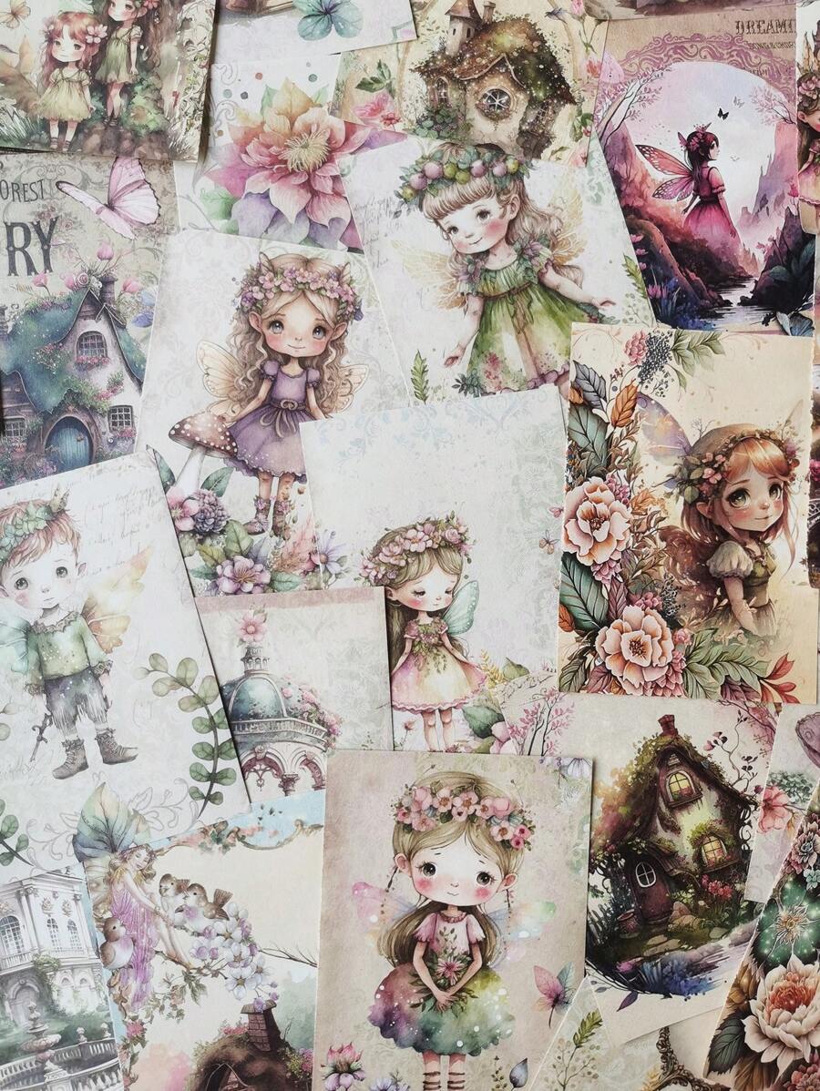 1pack 60pcs Dreamy Vintage Fairy Tale Girl-themed Scrapbook Paper ...