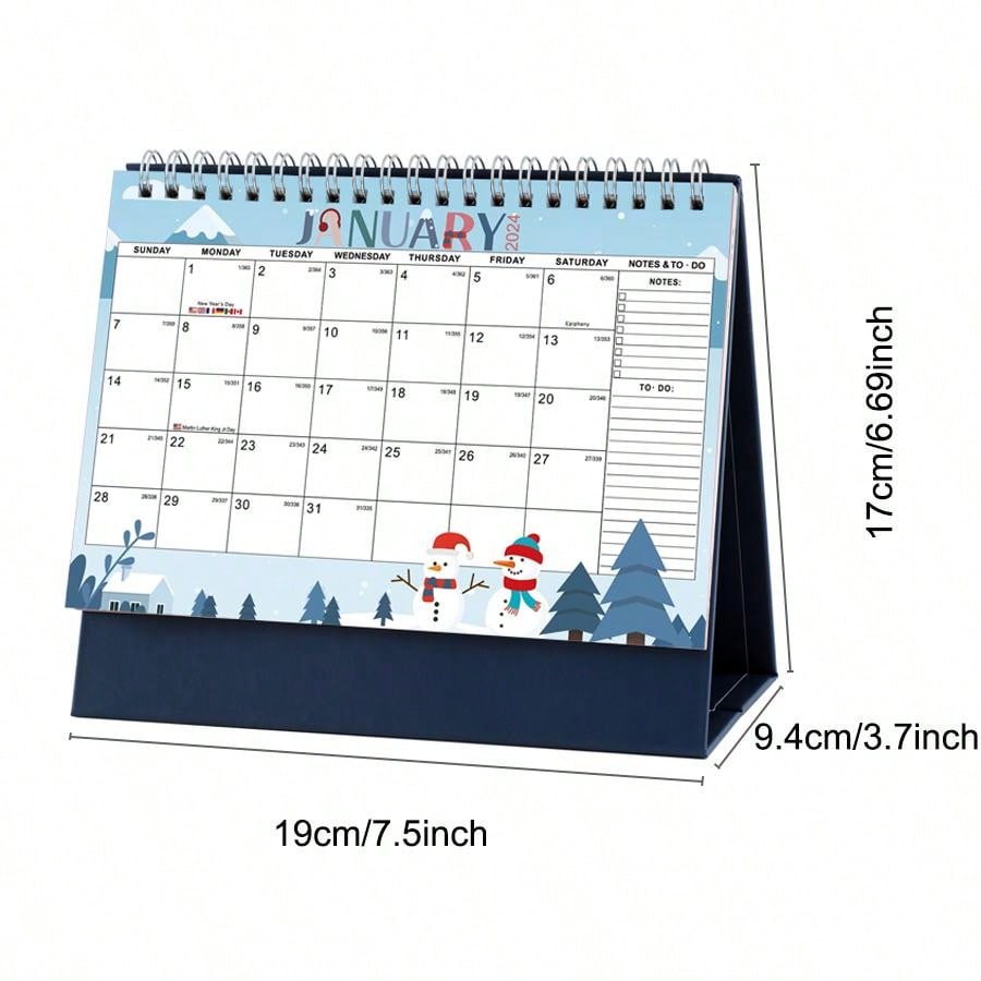 Small Desk Calendar 2024-2025, Standing Flip Desk Calendar from Jan ...
