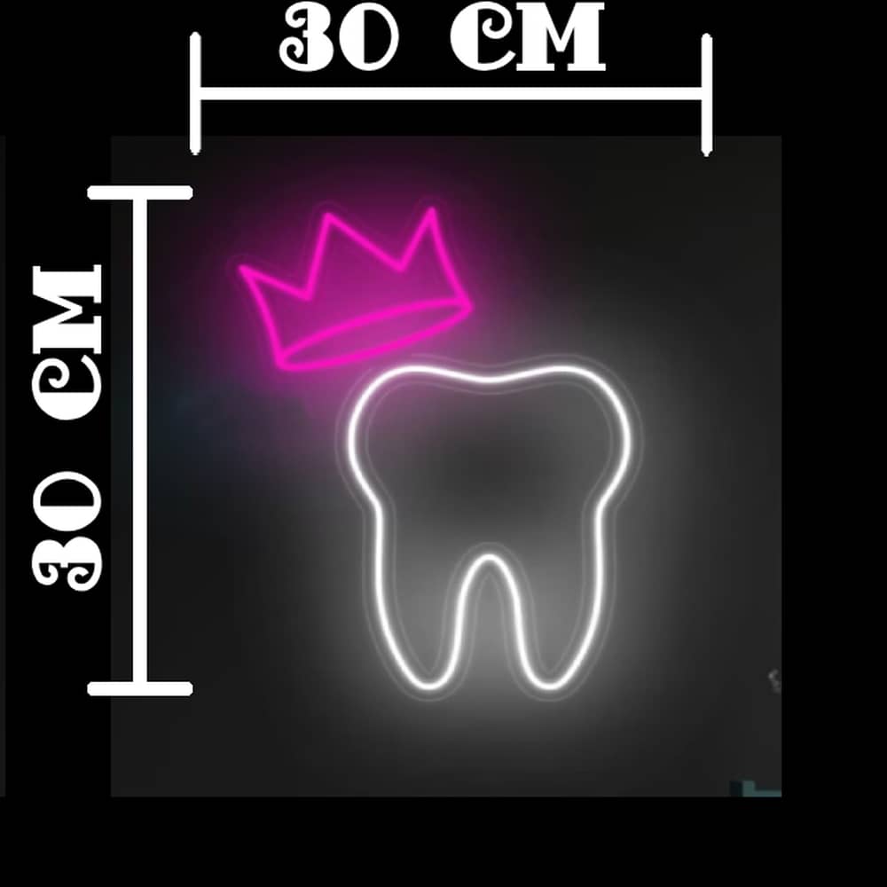 Letrero para Negocio Dentista Neón Led , Decoración Diente con Corona ...