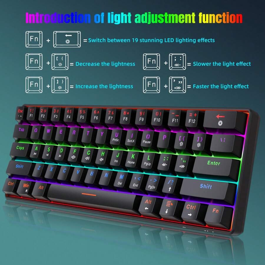 Snpurdiri Snpurdiri 60% Mechanical Gaming Keyboard, Key Line Separation ...