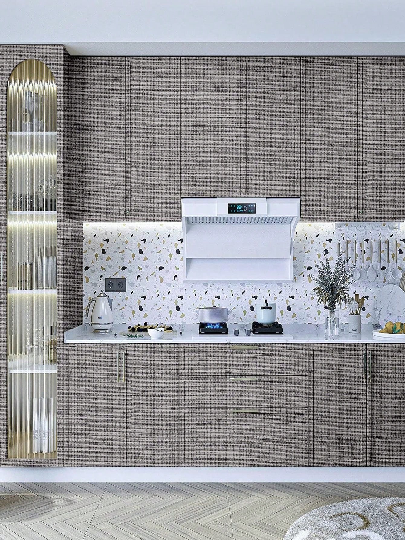 Getextureerd Kledingstof Crème Behang Beige Schill En Stok Zelfklevend ...