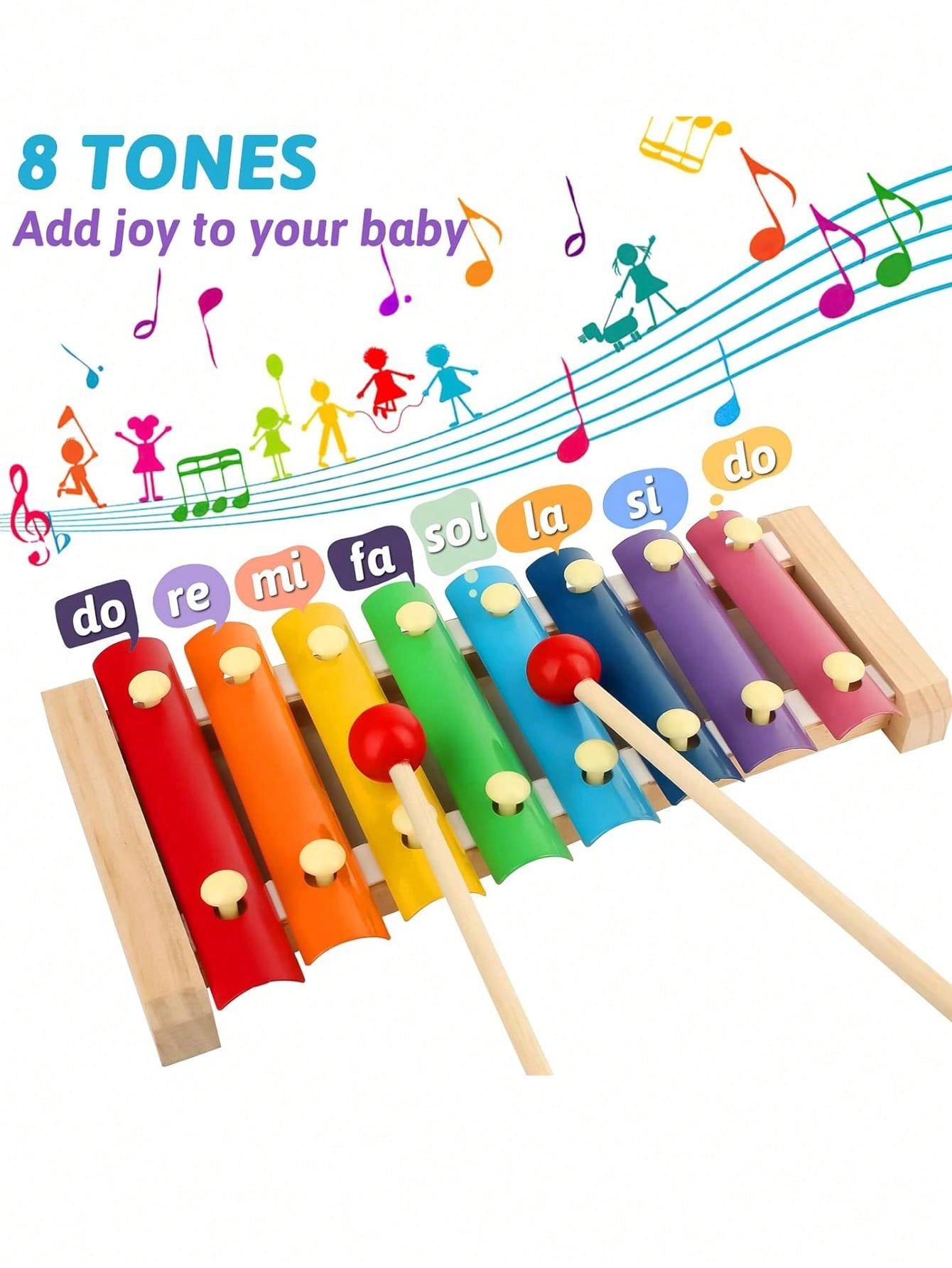 1 PCS Children's educational toy wooden music player knocks the piano ...