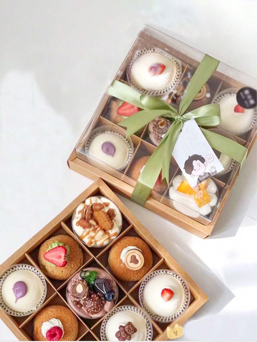 1pc Nine-grid Spring Picnic Camping Dessert Box, Disposable Clear Cake ...