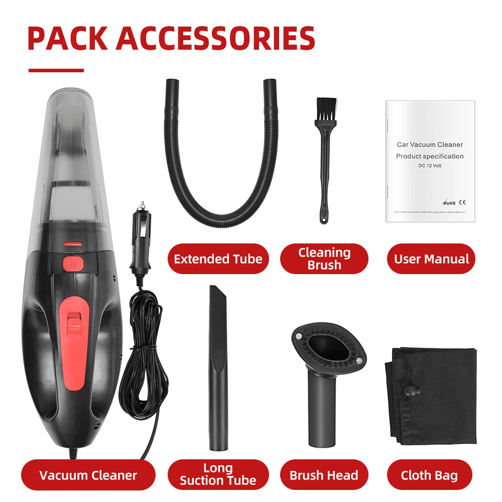 Rainco Car Vacuum Cleaner - Portable Car Vacuum Cleaner High Power ...