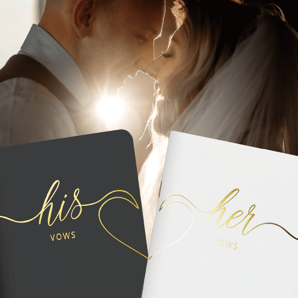 Elegant Vow Books With Gold Foil Lettering For Your Wedding - Perfectly ...