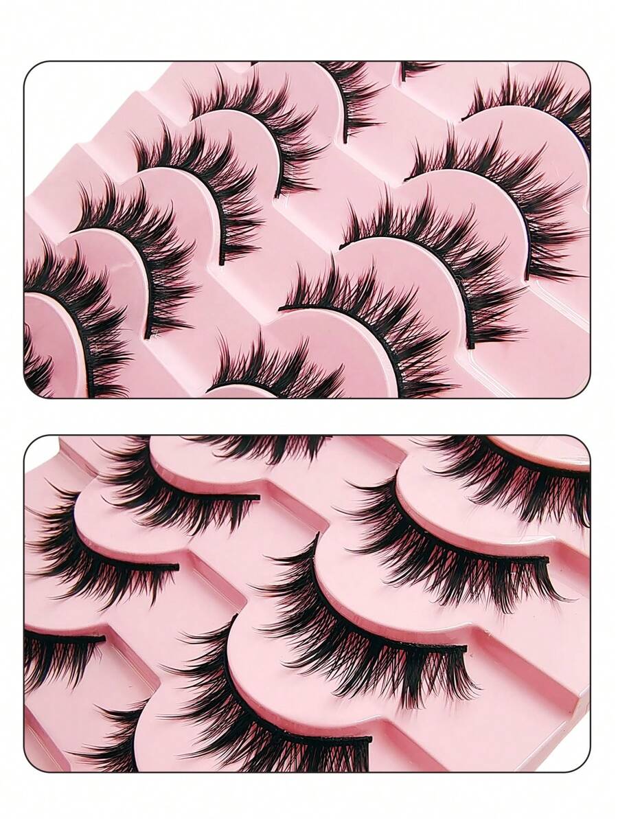 Asiteo 10 Pairs Manga Lashes Comic Lashes, Multilayer Natural Cross ...