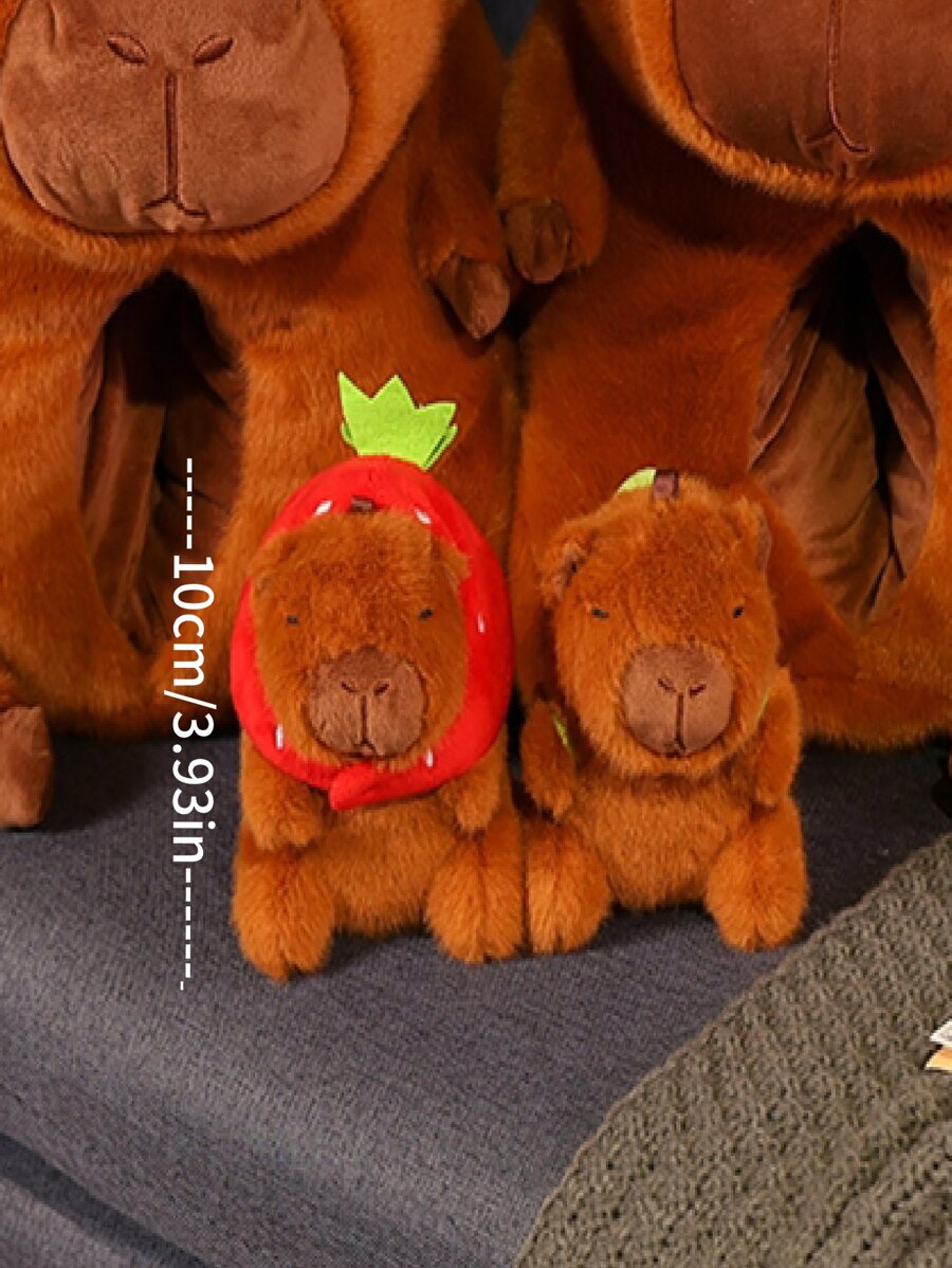 Capybara Stuffed Animal Carry a Turtle on Back ,Realistic Strawberry ...