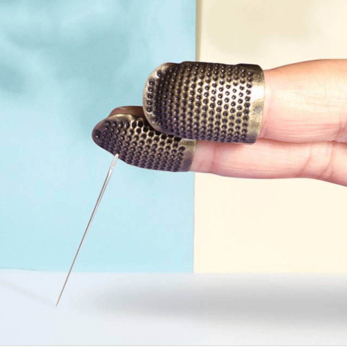 1pc Gold Vintage Thimble Ring With Needle Shield, Classical Adjustable ...