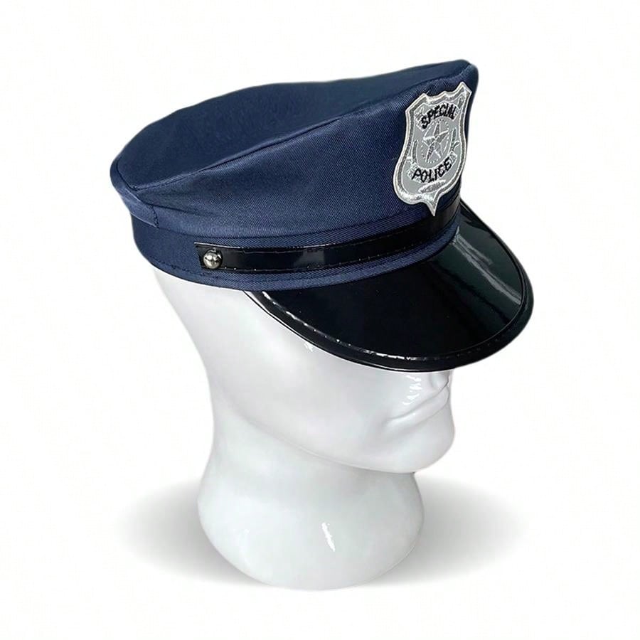Navy Blue Embroidered Badge Police Hat, Suitable For Party And Cosplay ...