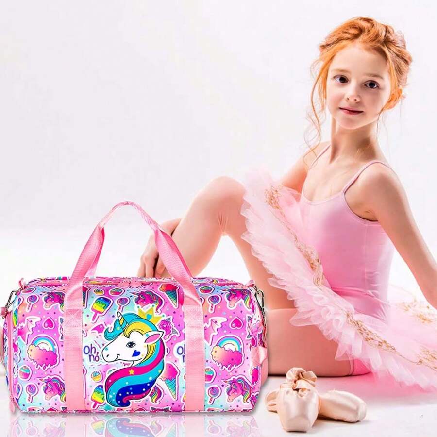 Dance Ballet Bags For Girls, Kids Duffle Gym Bag Travel With Shoe ...