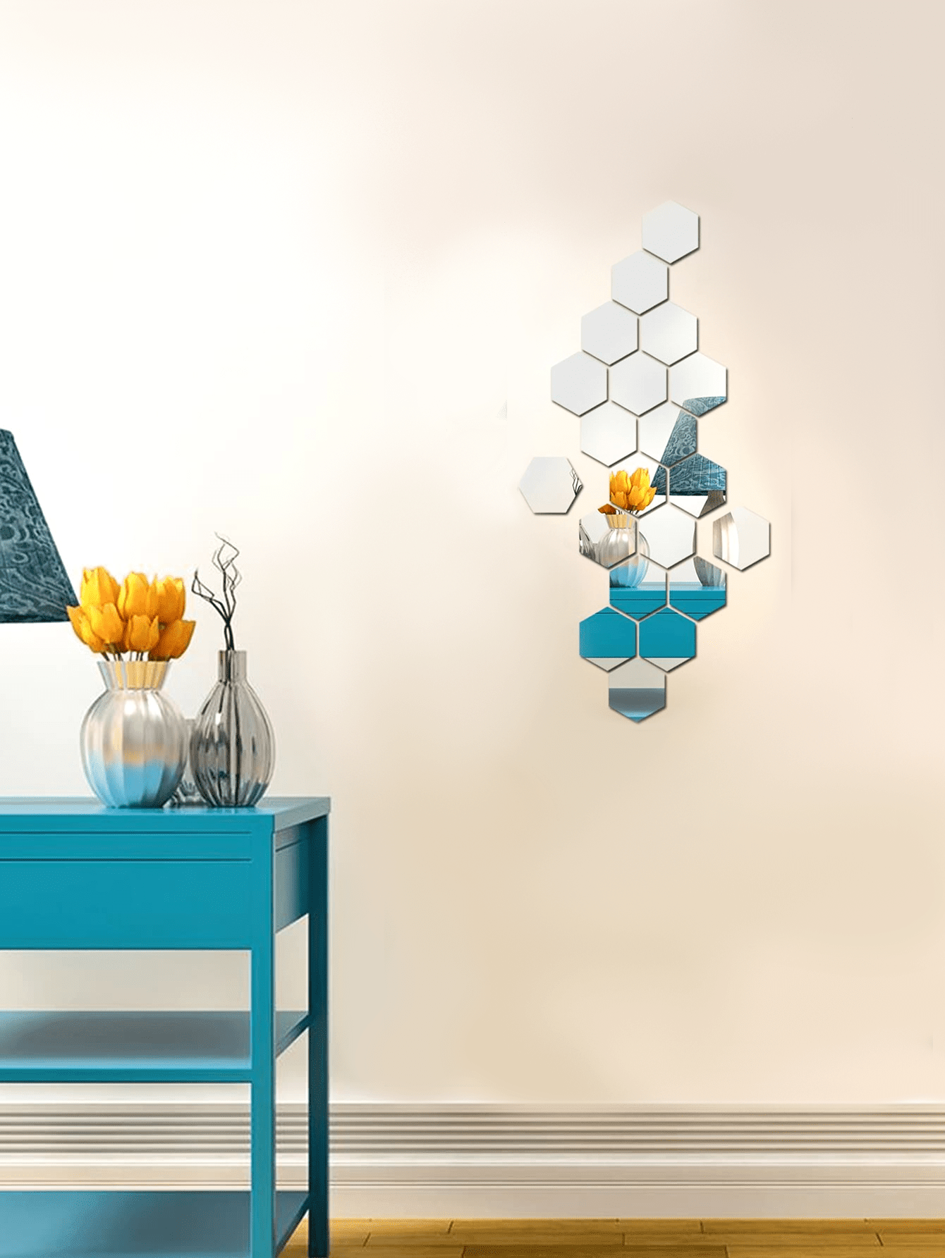 24pcs Geometric Design Decorative Mirror, Hexagon Wall Art Sticker, DIY ...