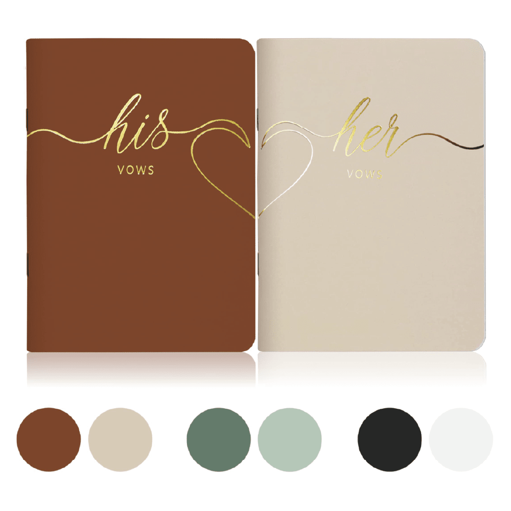 Elegant Vow Books With Gold Foil Lettering For Your Wedding - Perfectly ...
